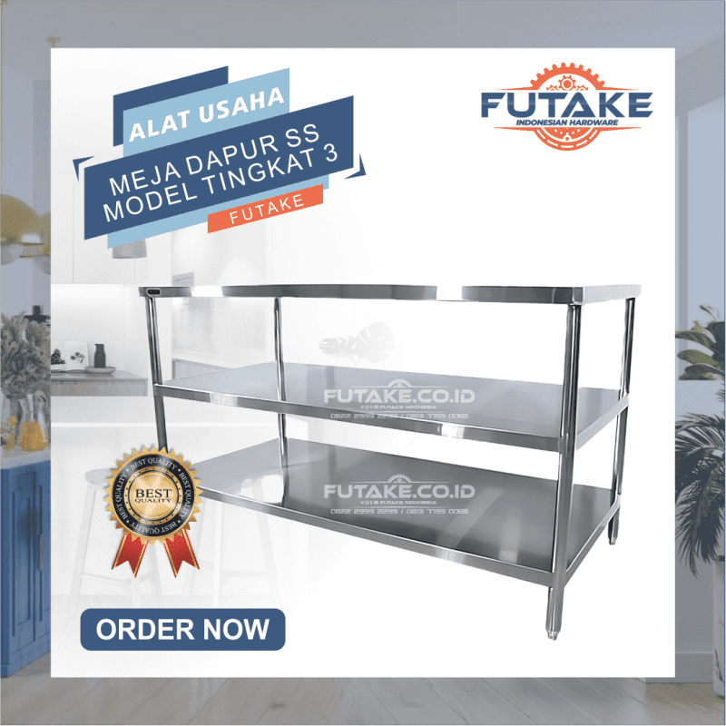 Meja Dapur Stainless Steel Model Tingkat 3 | Meja Serbaguna Untuk ...